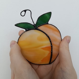 Peach Stained Glass Suncatcher – Handmade Kitchen Window Decor, Unique ...