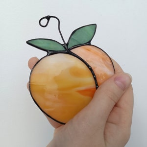 Peach Stained Glass Suncatcher – Handmade Kitchen Window Decor, Unique ...