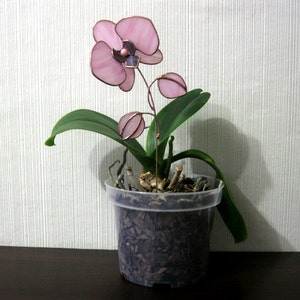 Stained Glass Orchid Stained Glass Flowers for Vasestained - Etsy