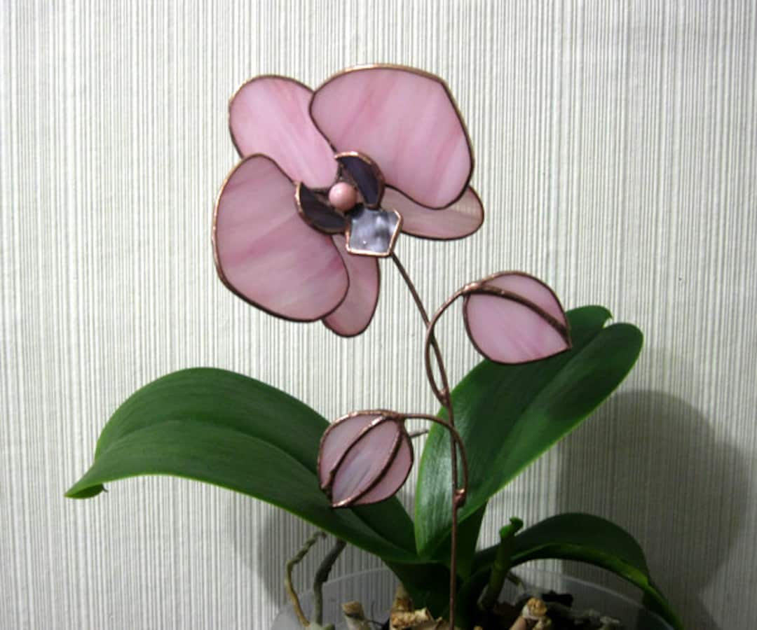 Stained Glass Orchid Stained Glass Flowers for Vase Stained Glass 3d ...