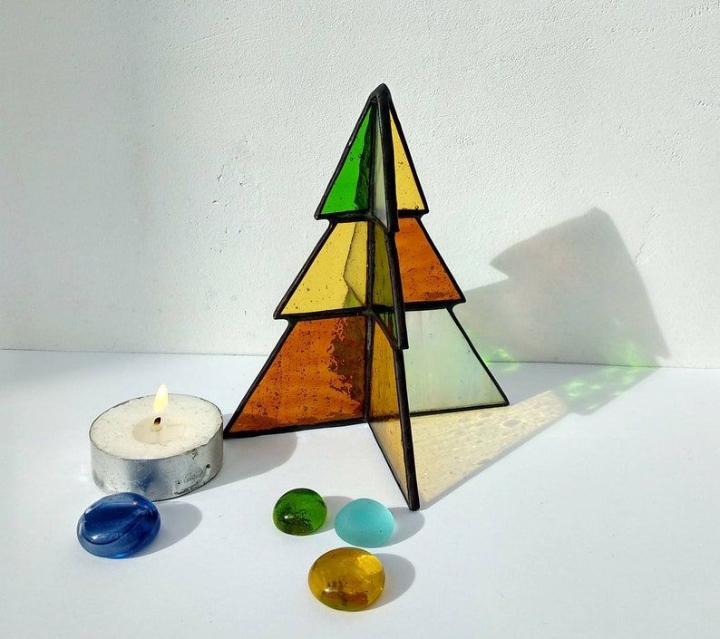 Christmas Tree Stained Glass Tree Table Top Tree Tabletop Xmas - Etsy