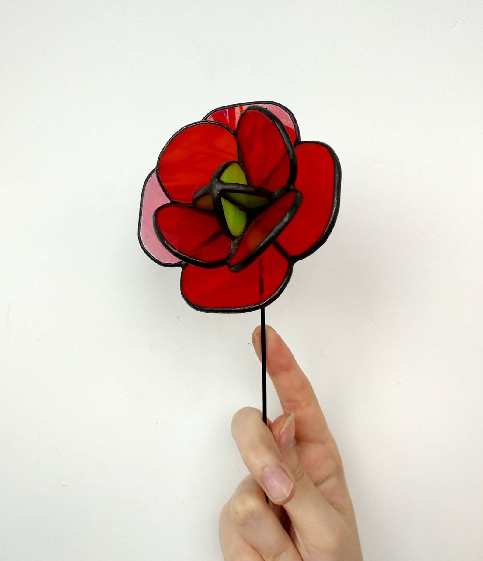 Poppy Stained Glass 3d Flower Glass Garden Flowers Garden - Etsy