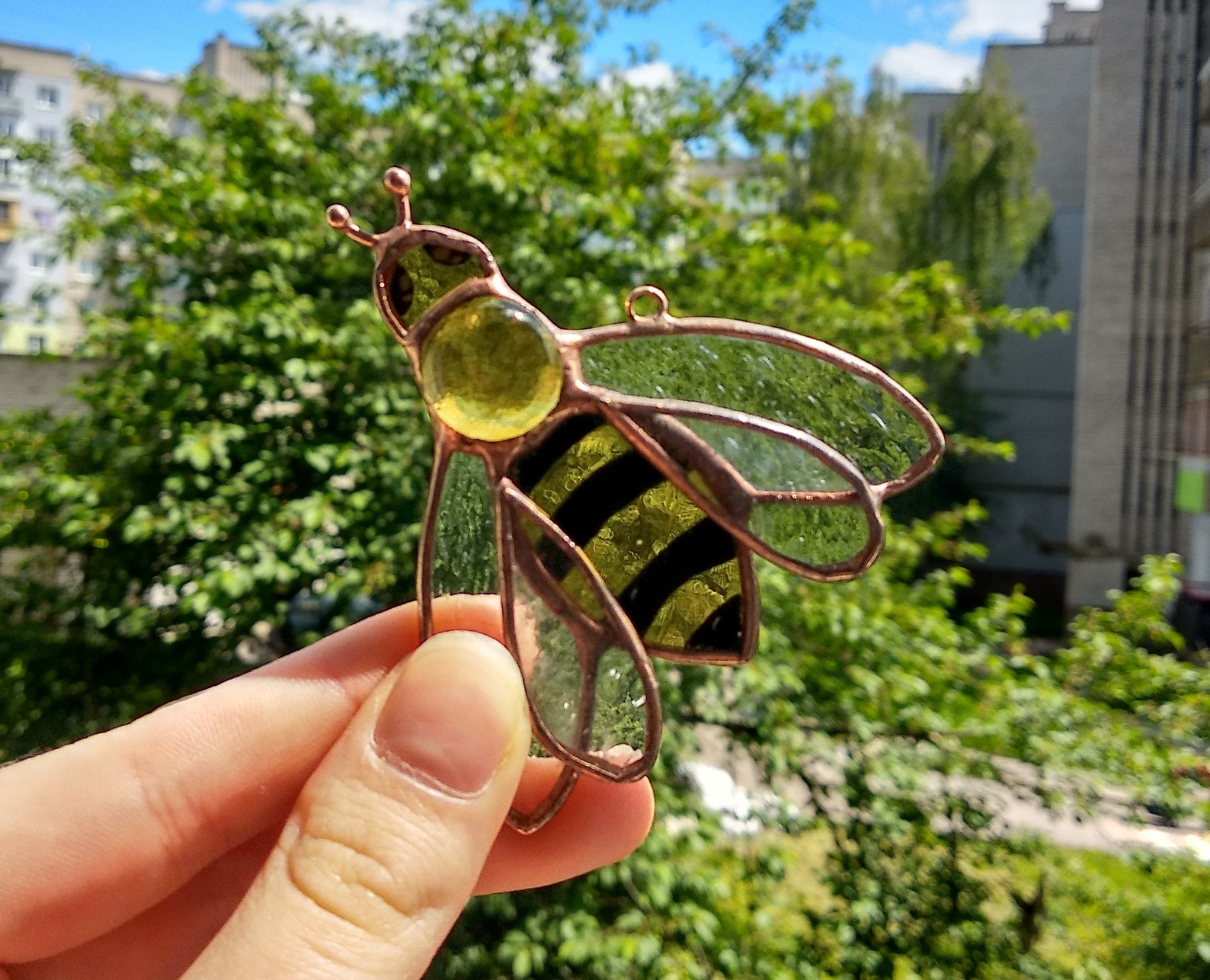 Honey Bee Stained Glass Suncatcher Bee Window Hanging Insect - Etsy