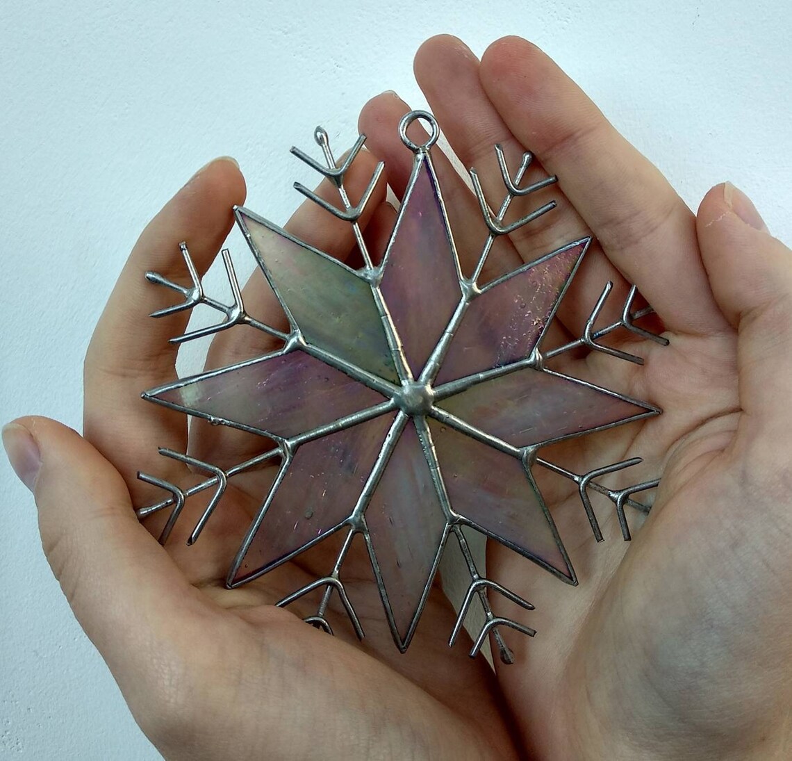 Snowflake Stained Glass Suncatcher Christmas Decorations - Etsy