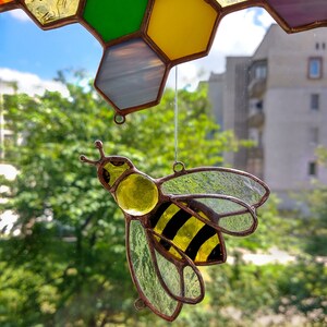 Honey Bee Stained Glass Suncatcher Bee Window Hanging Insect Art - Etsy