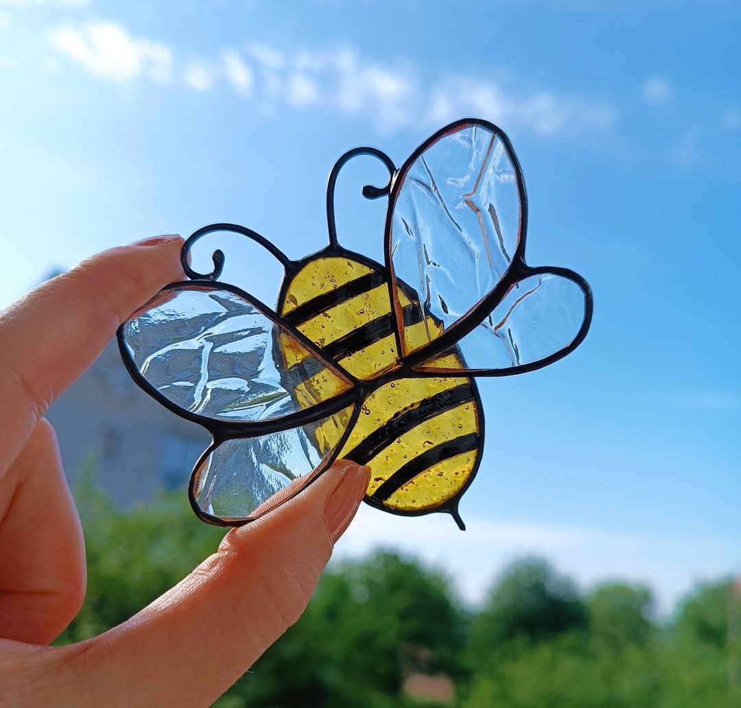 Honey Bee Stained Glass Bee Decor for Home Window Hangings Bee ...