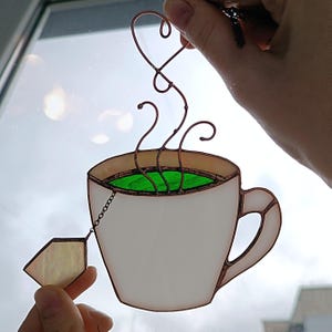 Stained Glass Tea Cup – Unique Handmade Gift for Tea Lovers Window and ...