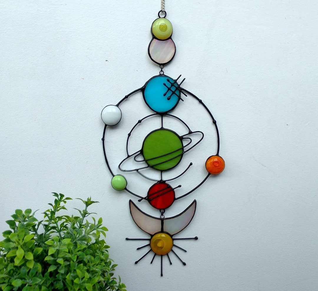 Planets Stained Glass Planet Sun Catcher Galaxy Wall Decor Window ...