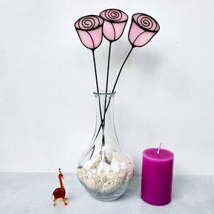 Rose Stained Glass Flower Bouquet Glass Rose Stem Flowers With Stems ...
