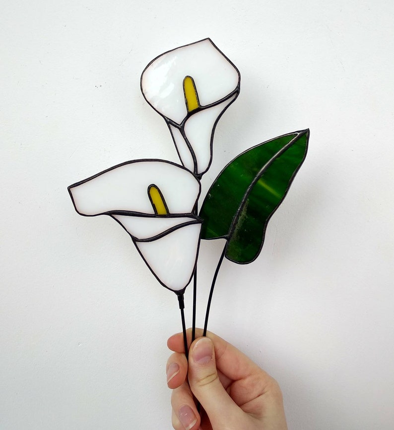 Calla Lily Stained Glass Calla Lily Bouquet for Vase Glass - Etsy