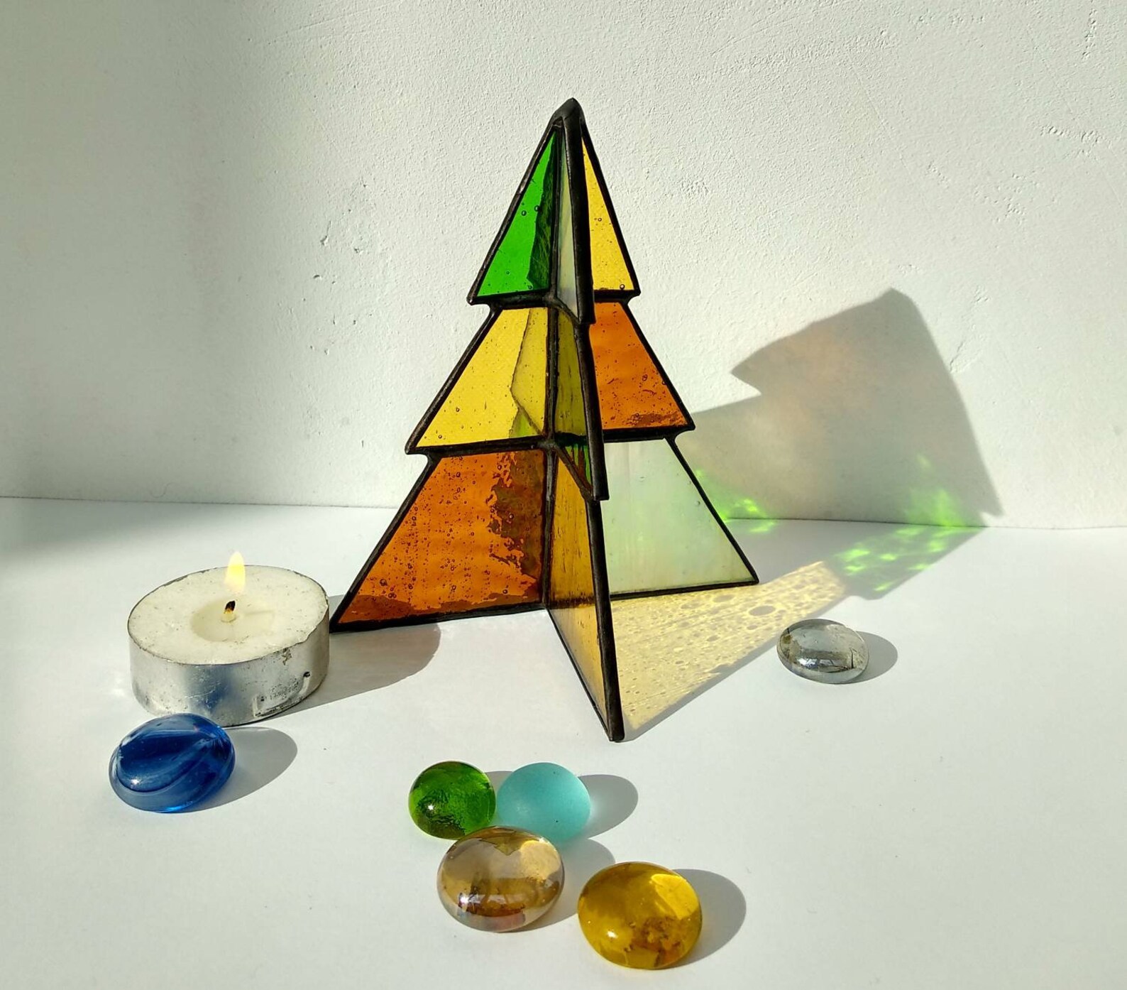 Christmas Tree Stained Glass Tree Table Top Tree Tabletop Xmas - Etsy