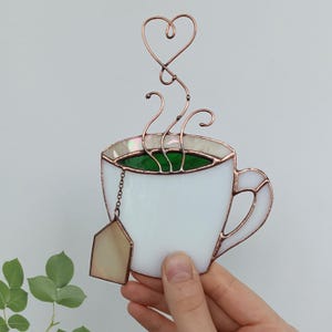 Stained Glass Tea Cup – Unique Handmade Gift for Tea Lovers Window and ...