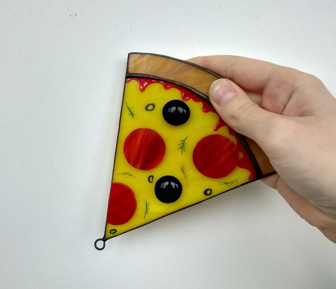 Pizza Stained Glass Window Hangings Sun Catcher Food Stained Glass ...