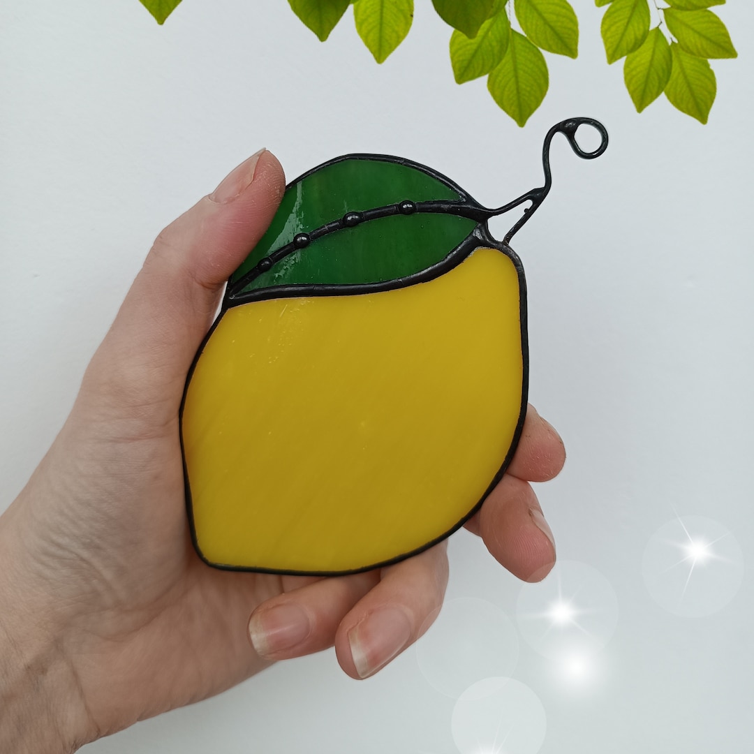 Lemon Stained Glass Lemon Branch Lemon Decor for Kitchen Fruit Stained ...