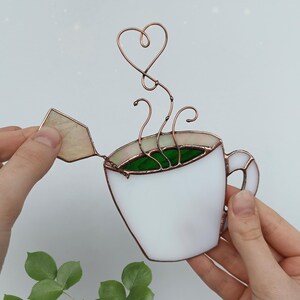 Stained Glass Tea Cup – Unique Handmade Gift for Tea Lovers Window and ...