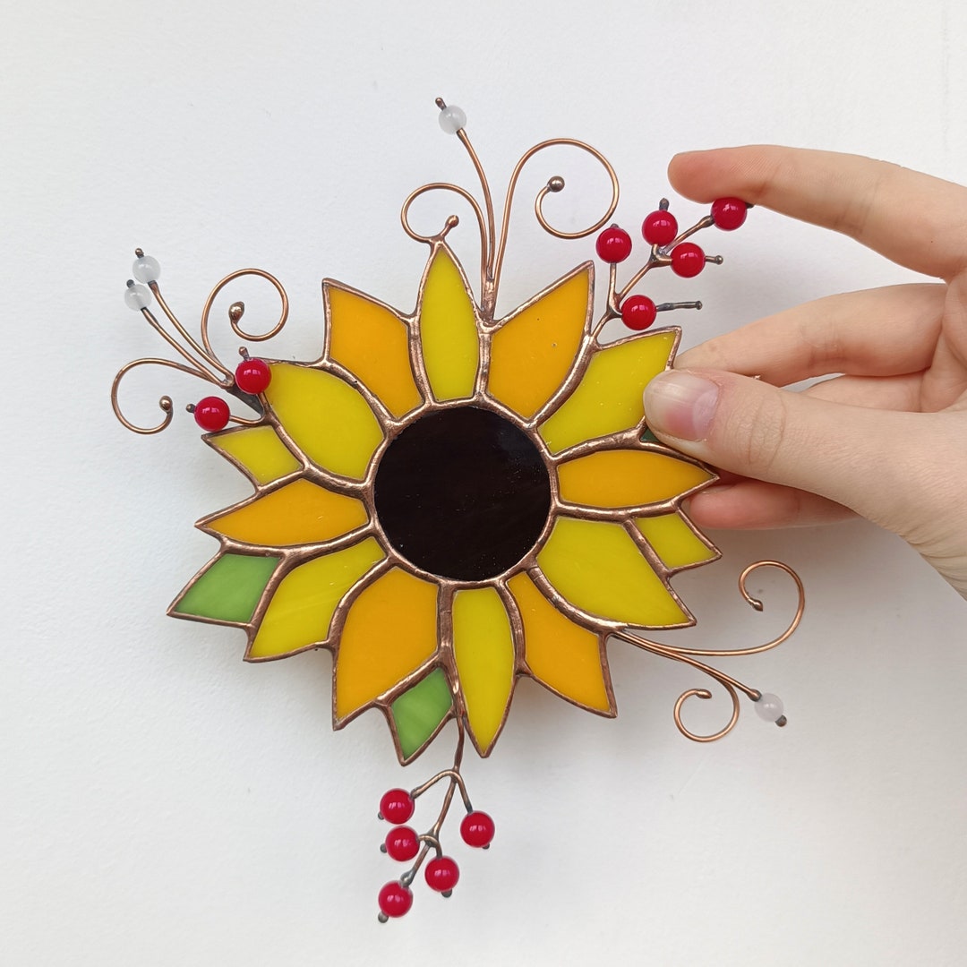 Sunflower Stained Glass Window Hangings Suncatcher for Home Decor or ...