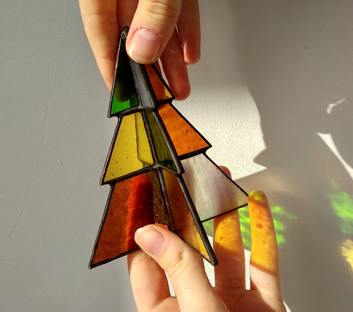 Christmas Tree Stained Glass Tree Table Top Tree Tabletop Xmas - Etsy