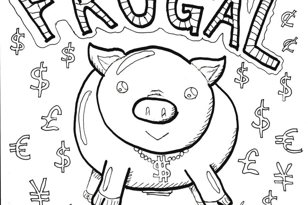 Coloring Page, Printable - Piggy Bank With Dollar Signs - Etsy