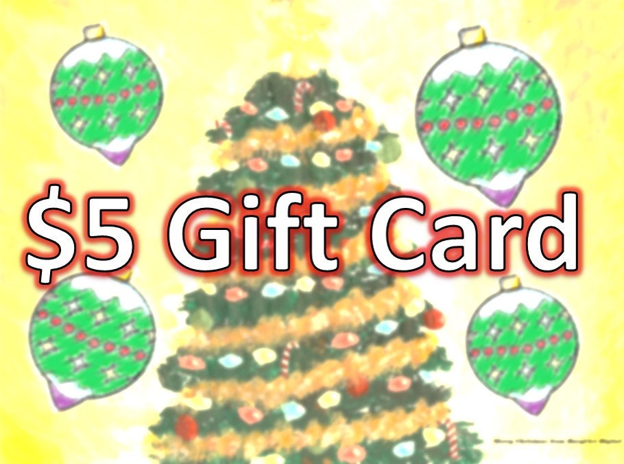 Gift Card, Gift Certificate for Five Dollars CAD, Instant Download, No ...