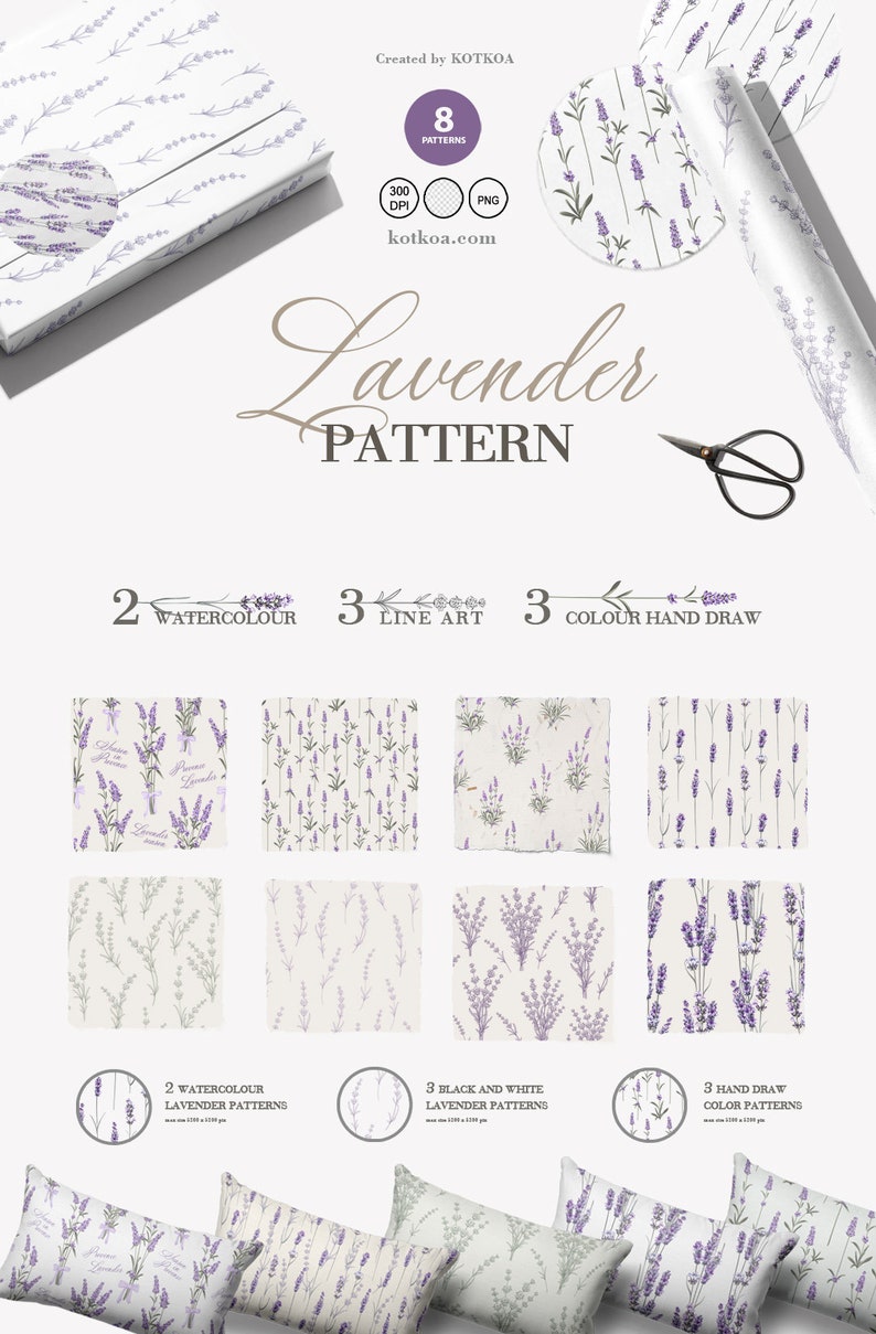 Lavender Floral Digital Background. Lavender Print Seamless - Etsy