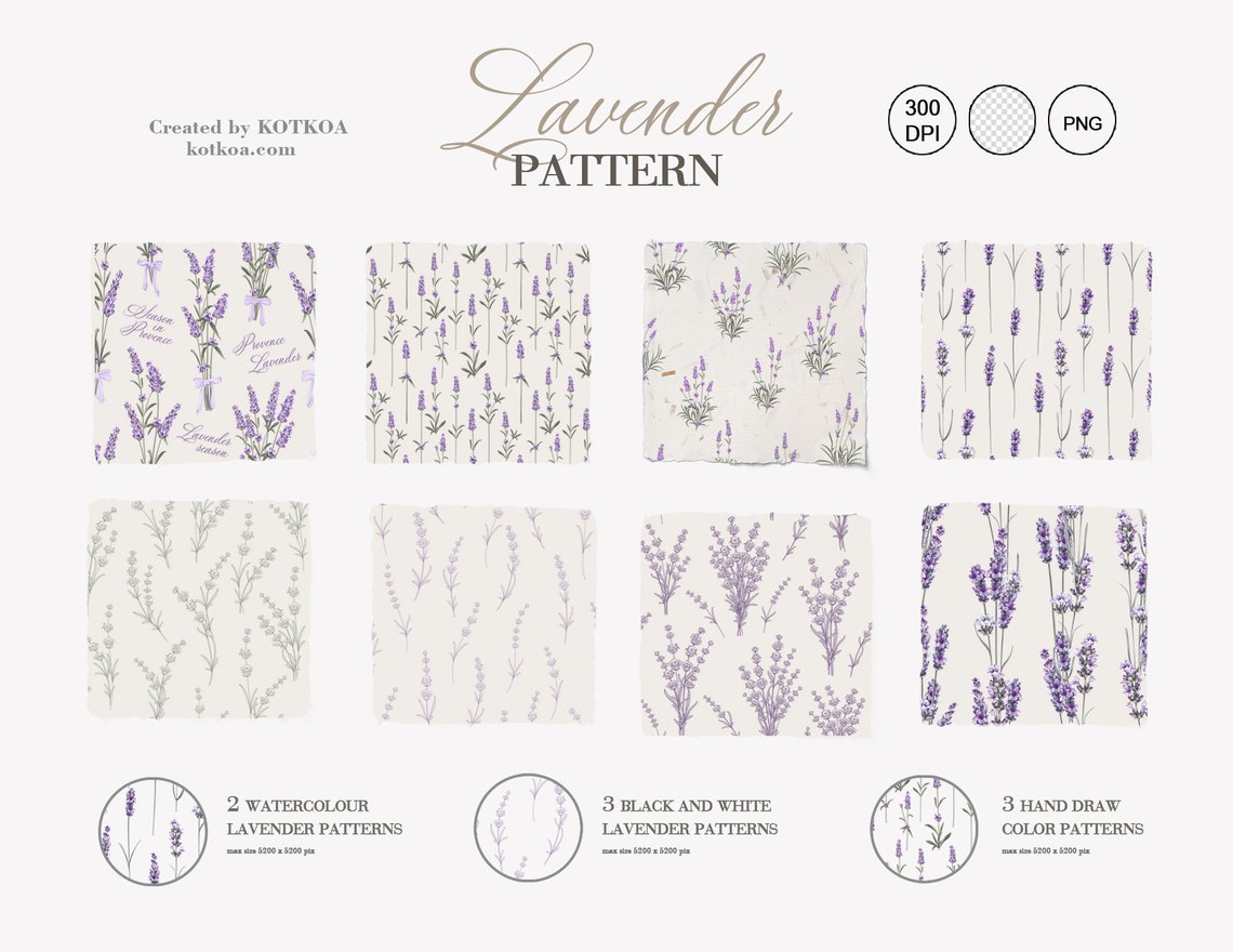 Lavender Floral Digital Background. Lavender Print Seamless | Etsy