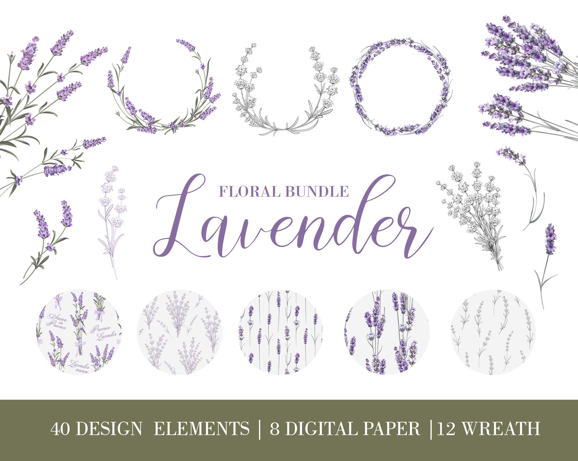 Lavender Bundle 60 Design Elements Lavender Herb Lavender Fabric ...