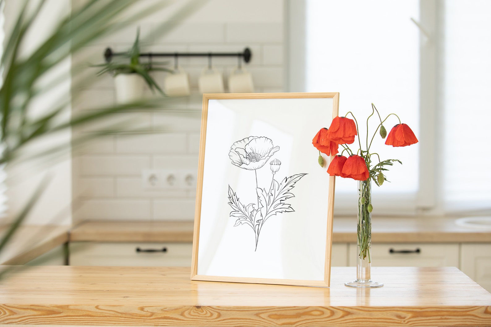 Poppy Flower Fine Line Design Elements Botanical Clipart 7 Floral Line ...