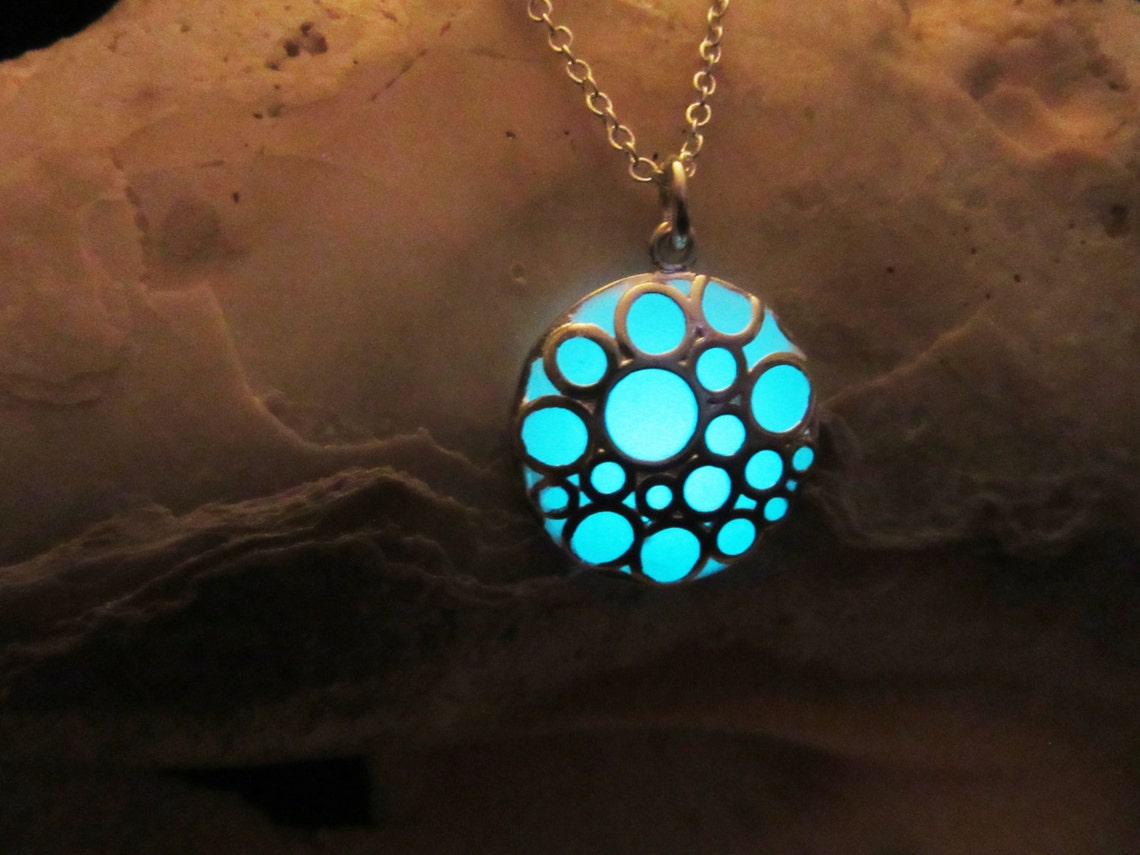 Silver Necklace Glow in the Dark | Etsy