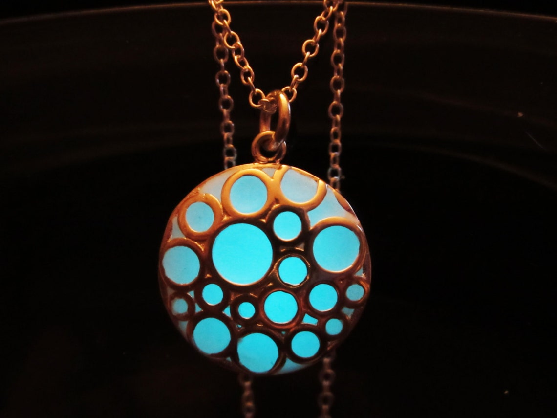 Silver Necklace Glow in the Dark | Etsy