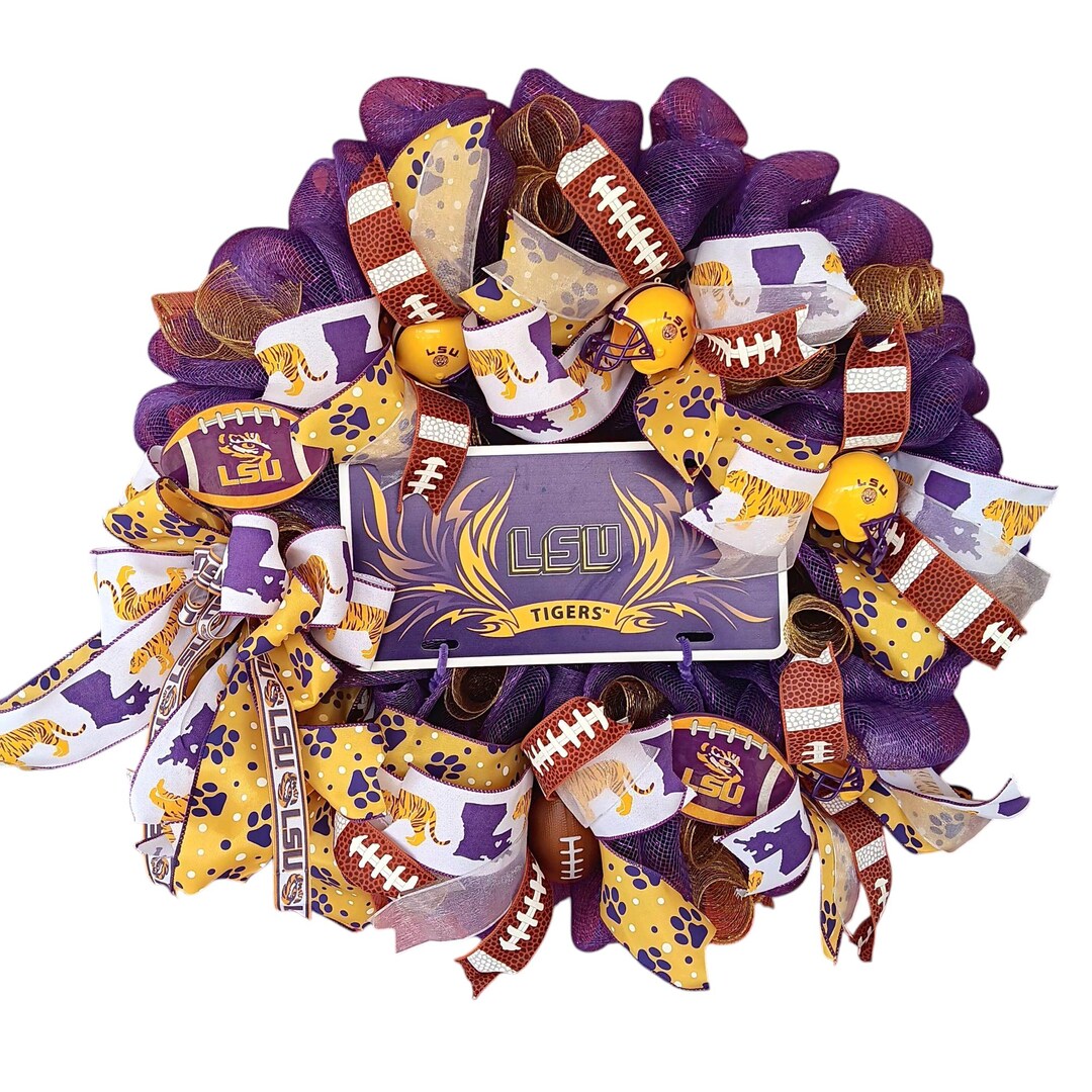 LSU Tigers Wreath – Football Door Hanger for LSU Fan Decor, Louisiana ...