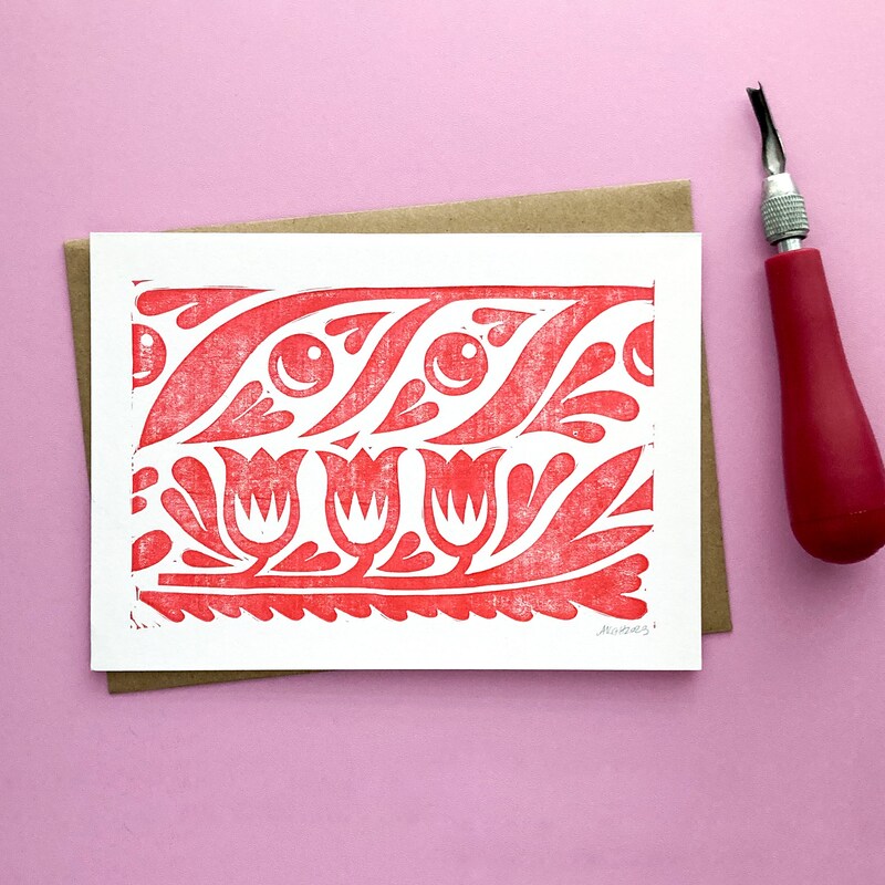 Linocut Cards - Etsy