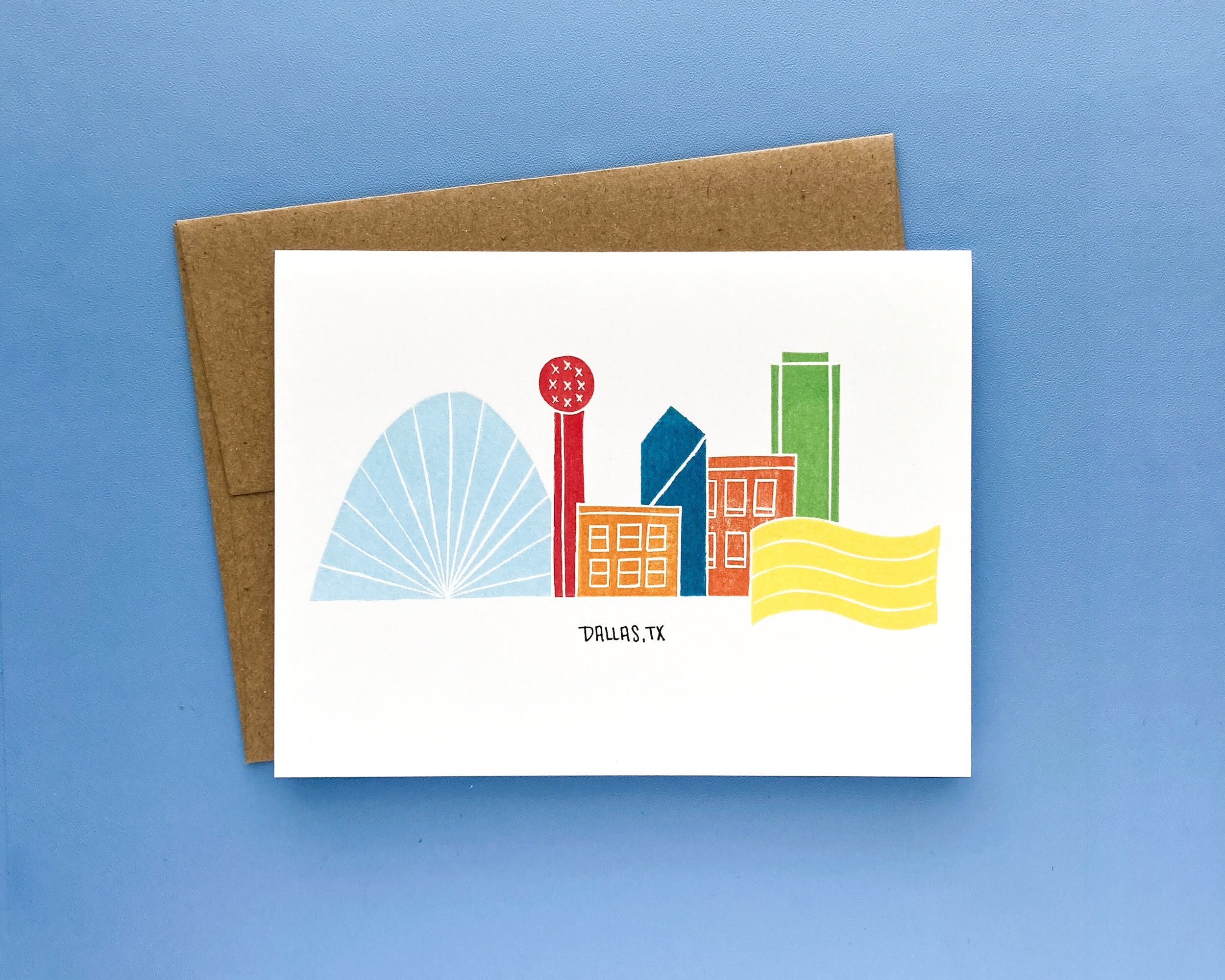 Dallas Skyline Note Card - Etsy