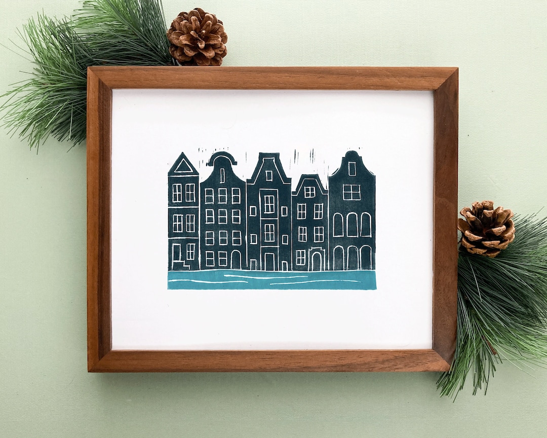 Amsterdam Linocut Art Print - Etsy UK