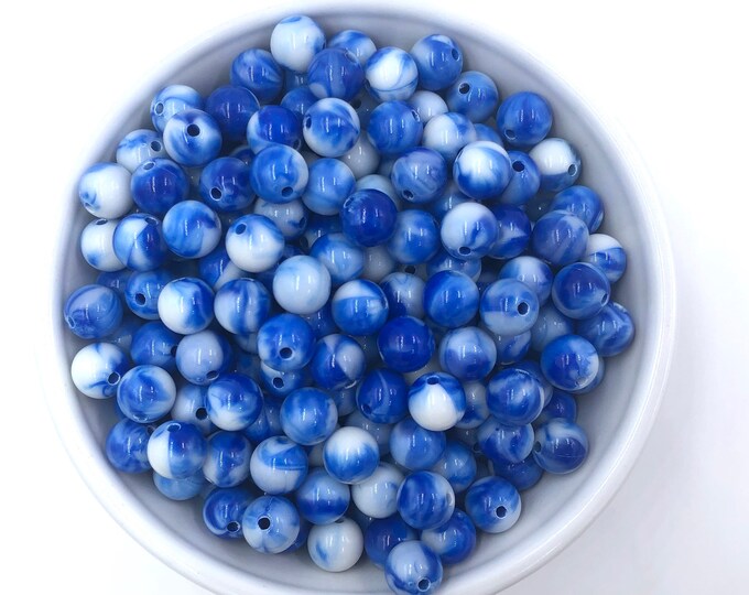 12mm Royal Blue Marble Beads Marble Beads 12mm Acrylic | Etsy