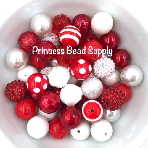 Mint Gold and White Mix 50 or 100 20mm Chunky Bulk Beads | Etsy