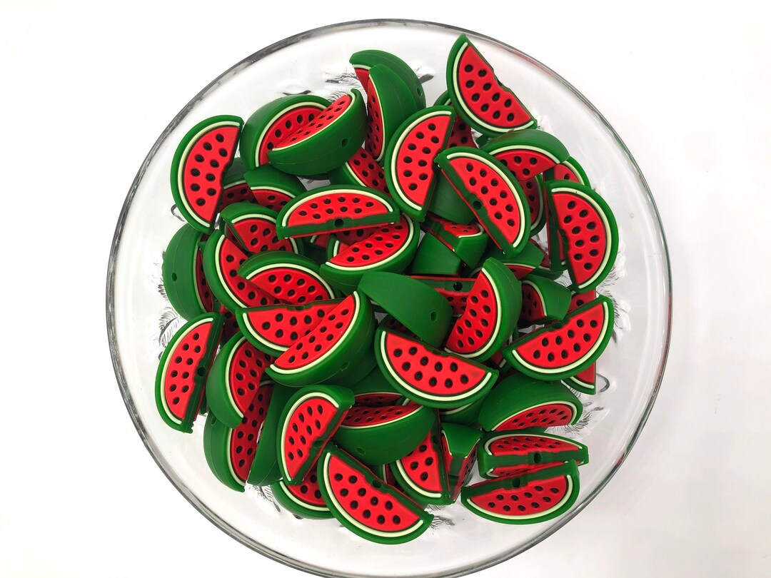 New Style Red Watermelon Silicone Beads, Red Watermelon Beads, Shaped ...