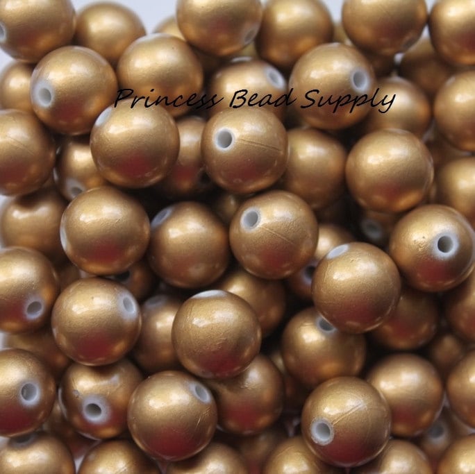 12mm Gold Pearl Beads Set of 20 or 50 Mini Chunky Beads | Etsy