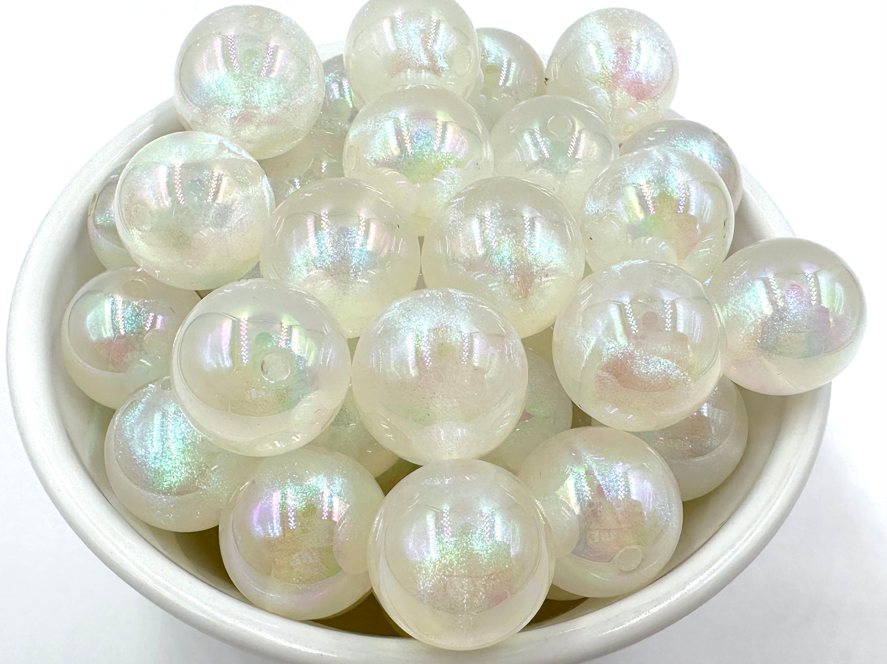 20mm White Illusion Glitter Acrylic Beads - Etsy