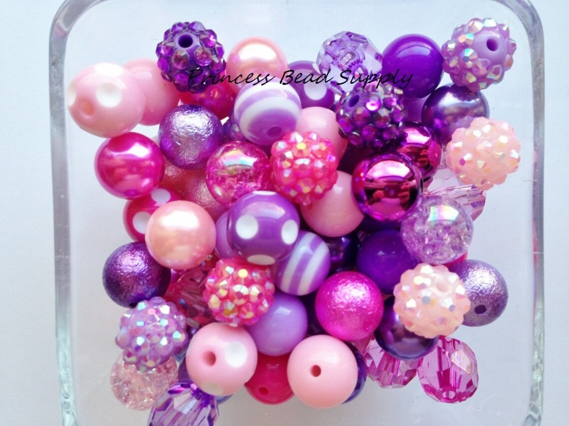 Shades of Pink and Purple 12mm Bead Mix 100 12mm Chunky Bulk | Etsy