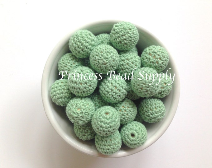 Mint Crochet Wood Beads, 20mm Crochet Beads, Mint Crochet Beads ...