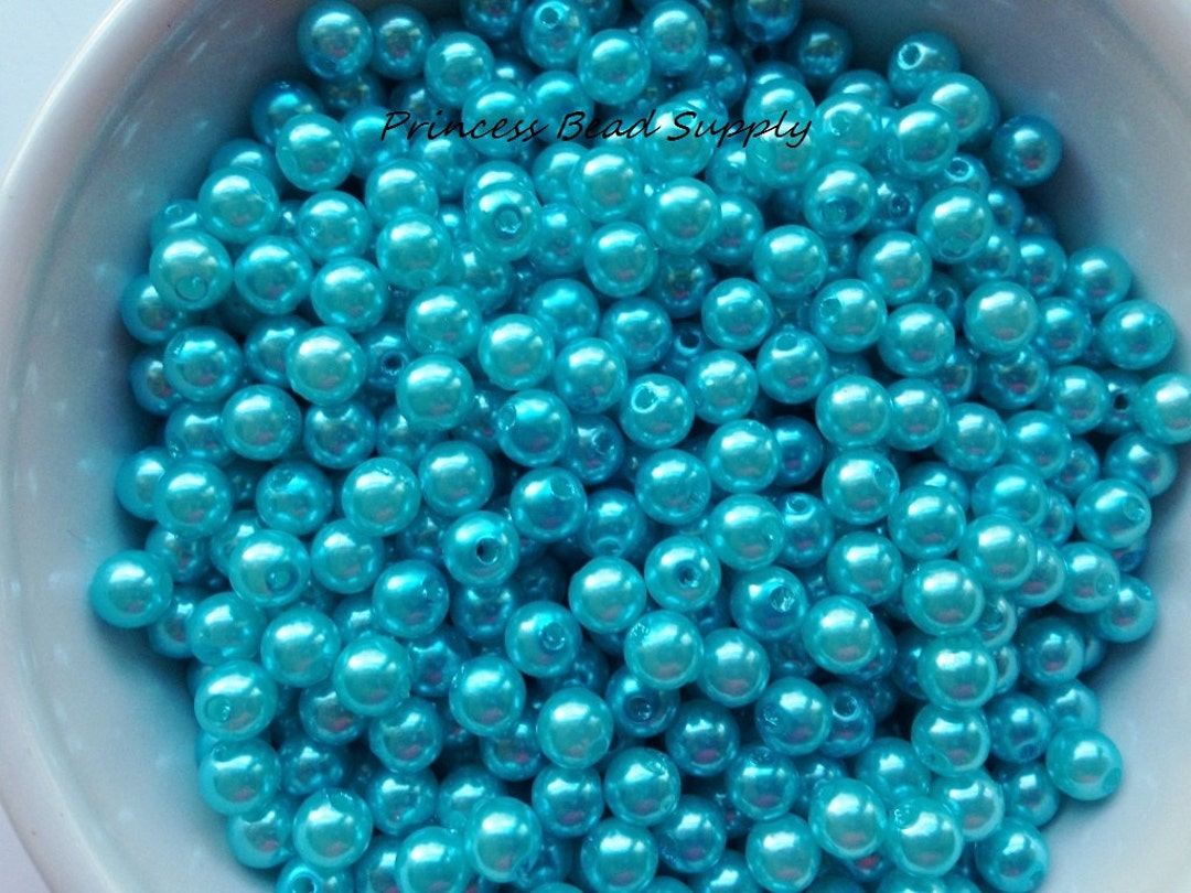 6mm Turquoise Pearl Beads Set of 100 or 200, 6mm Faux Turquoise Pearl ...