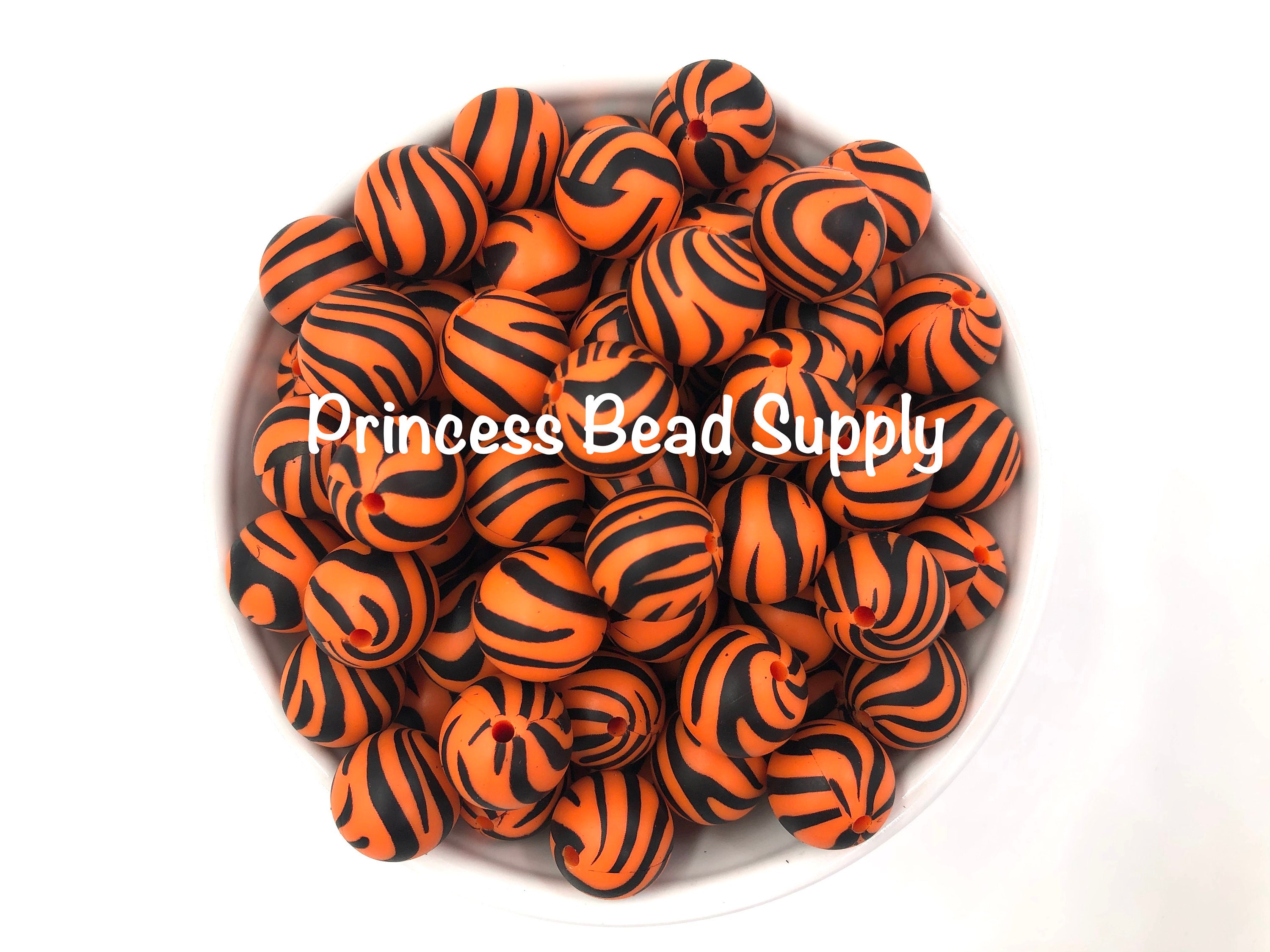 15mm Tiger Silicone Beads Orange Tiger Silicone Beads Tiger | Etsy