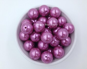 20mm Faceted Pink Pearl Chunky Beads Set of 10, Pearls, Acrylic Beads ...
