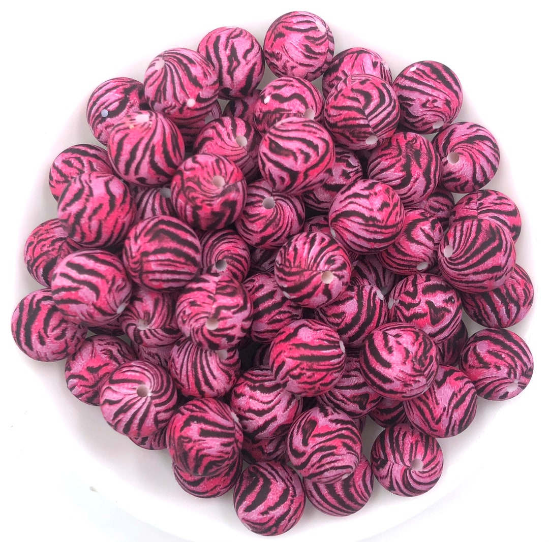15mm Pink Zebra Print Silicone Beads - Etsy