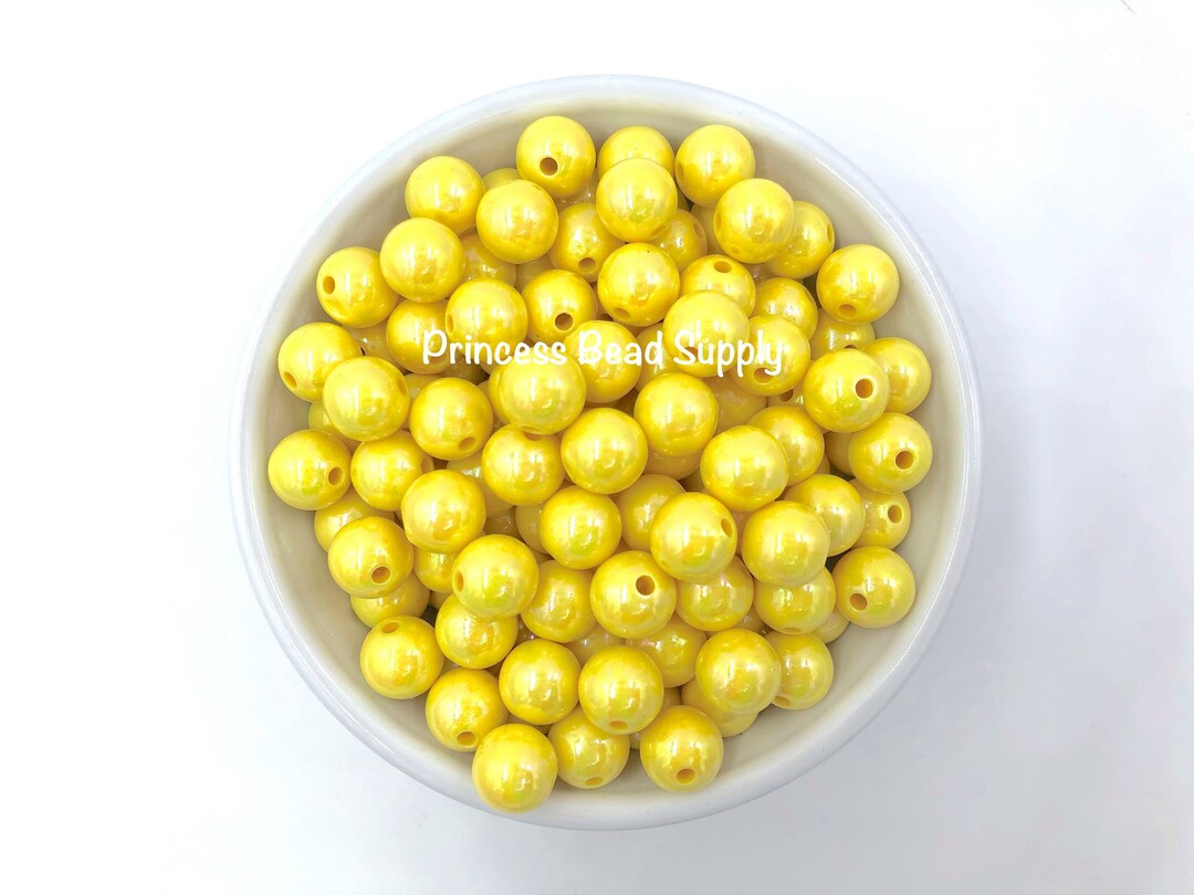 12mm Yellow AB Solid Mini Chunky Beads, 12mm Yellow AB Solid Beads ...