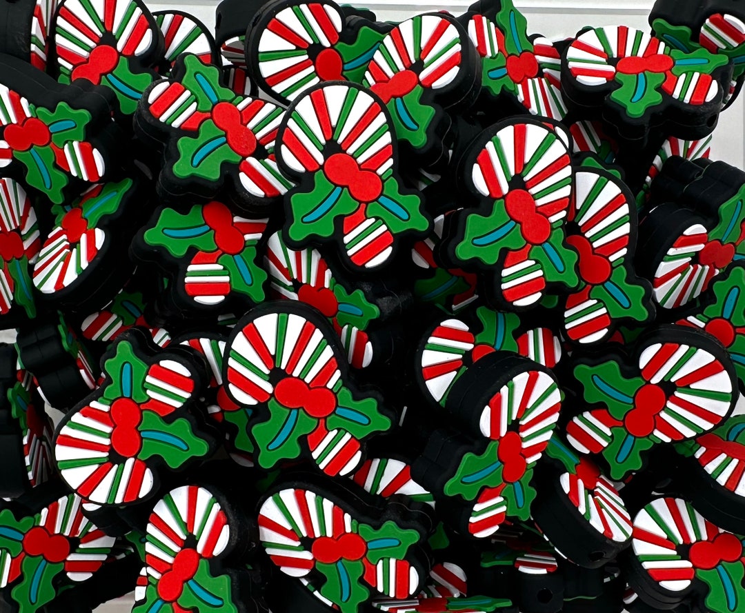 Red and Green Christmas Candy Silicone Focal Beads, Candy Silicone ...