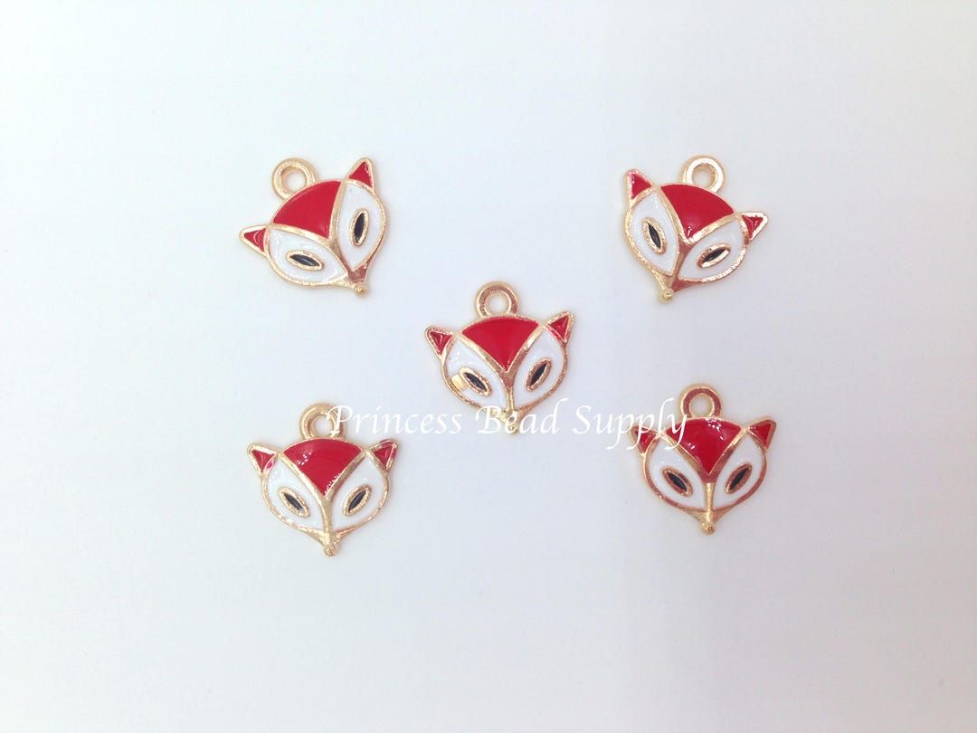 Set of 3 13mm Fox Charms , Orange Fox Charms, Fox Charm, Woodland Fox ...