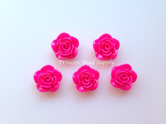 Hot Pink Resin Rose Flower Beads NEW Style 20mm Rose Beads - Etsy