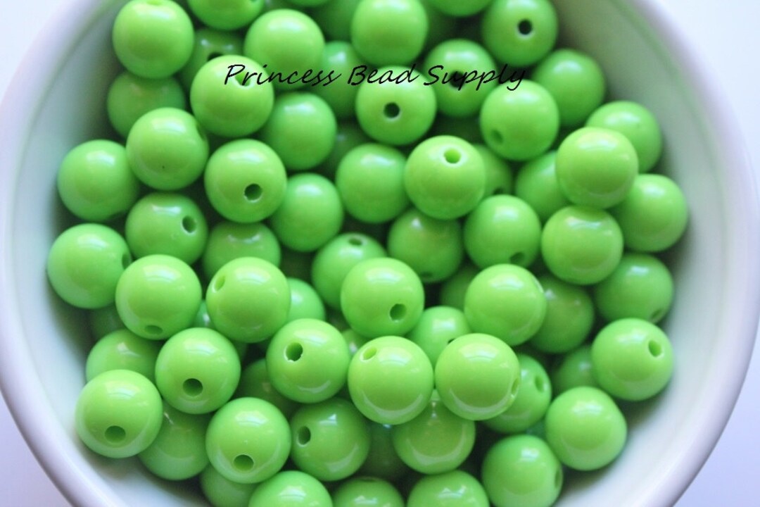 12mm Lime Green Solid Beads Set of 20 or 50, Mini Chunky Beads, Chunky ...