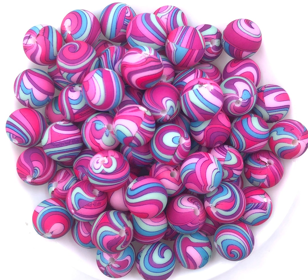 15mm Retro Swirl Print Silicone Beads - Etsy